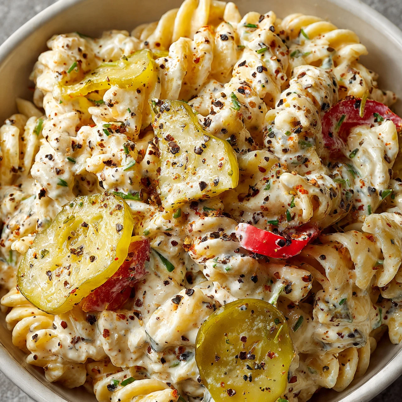 Cold Creamy Dill Pickle Pasta Salad | Summer's Viral Star