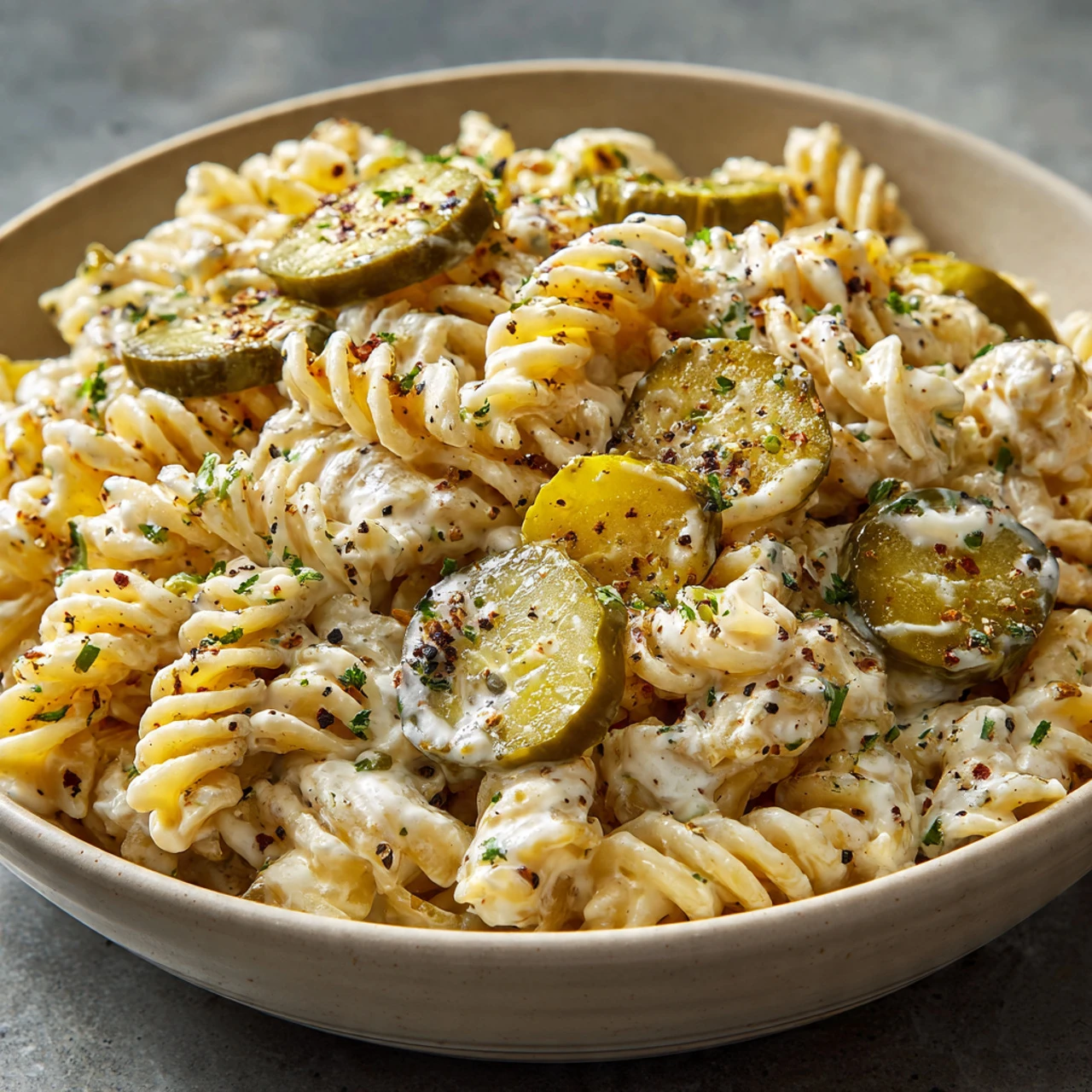 Cold Creamy Dill Pickle Pasta Salad | Summer's Viral Star